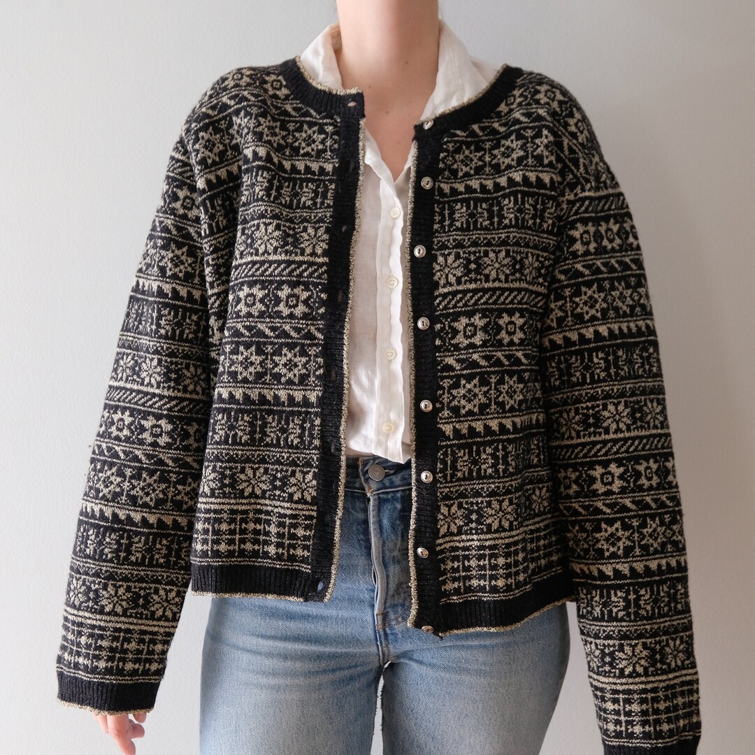 Vintage Snowflake Motif Cardigan Jacket/sweater Vintage - Etsy