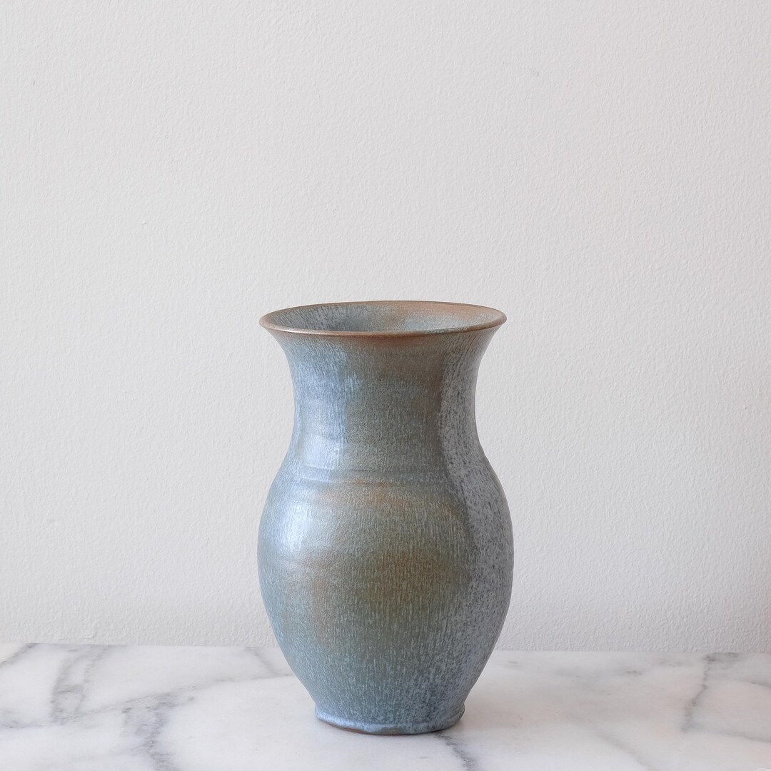 Vintage Blue Ceramic Pottery Vase, Studio Pottery Vase, Minimalist Vase ...