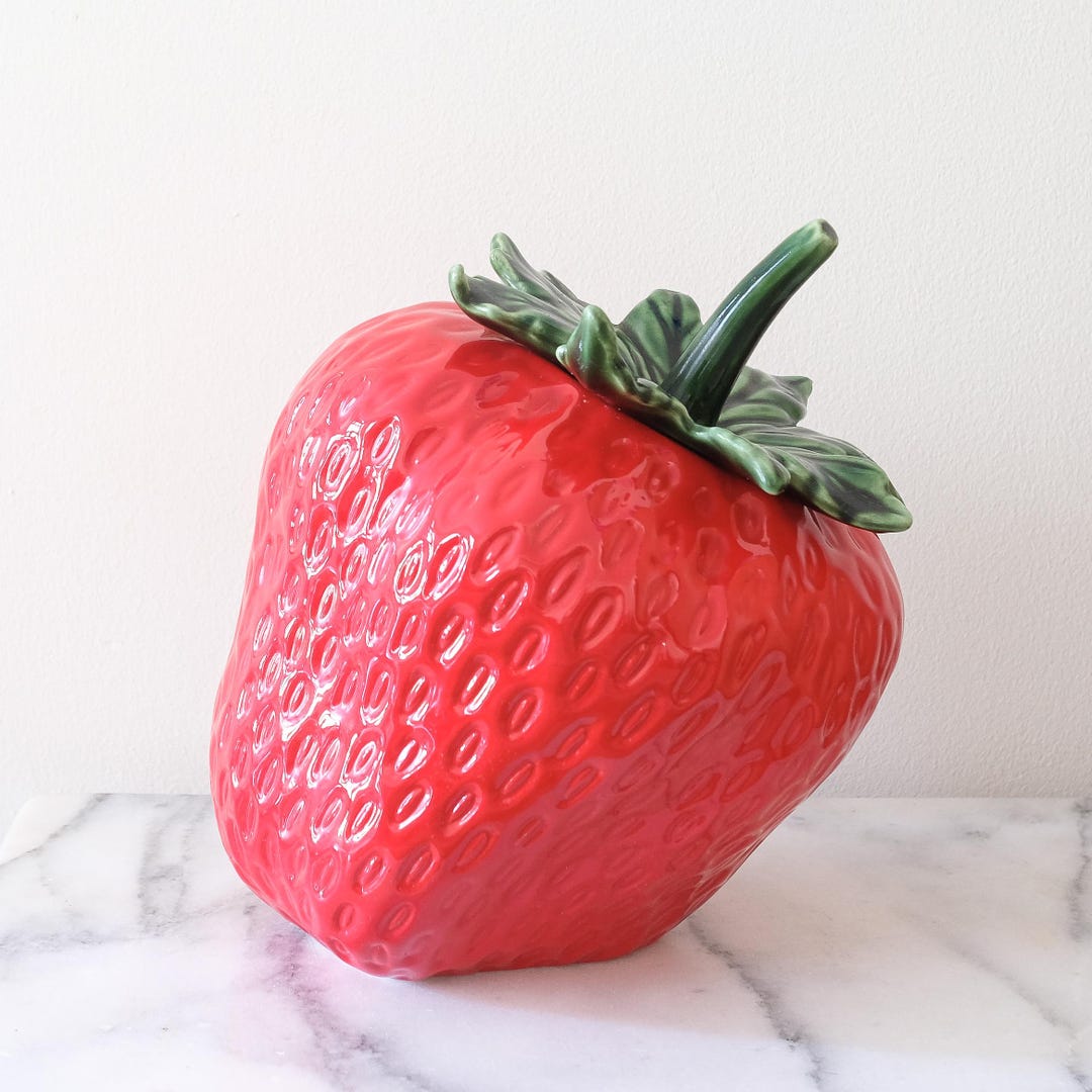 Vintage Strawberry Cookie Jar, Vintage Strawberry Kitchen Decor - Etsy