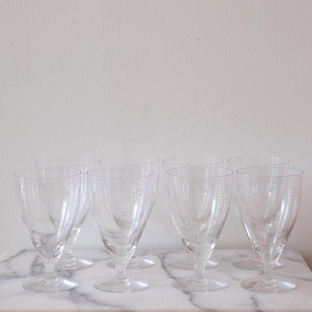 Fostoria Stardust Stem Glassware, Star Motif Tea Glasses, Water Glasses ...