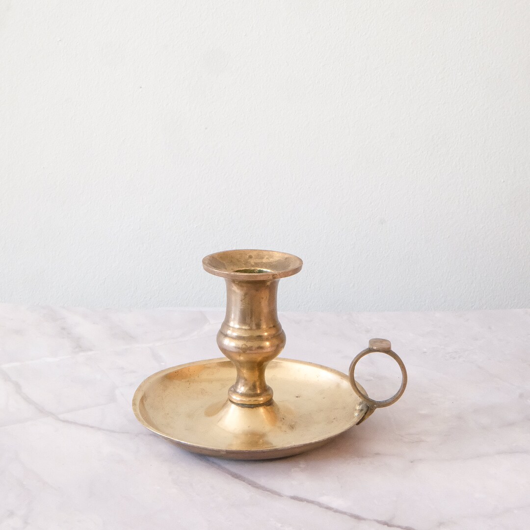 Brass Chamber Candlestick Holder, Finger Loop Candlestick Holder ...