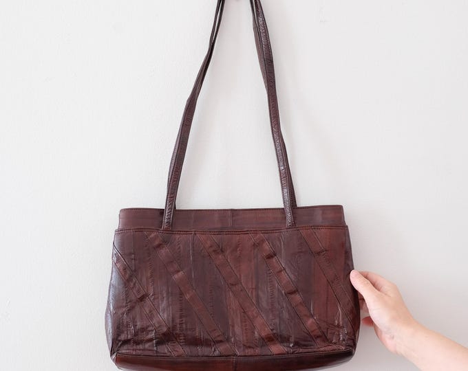 Vintage Eel Skin Leather Purse, Vintage Brown Leather Bag - Etsy