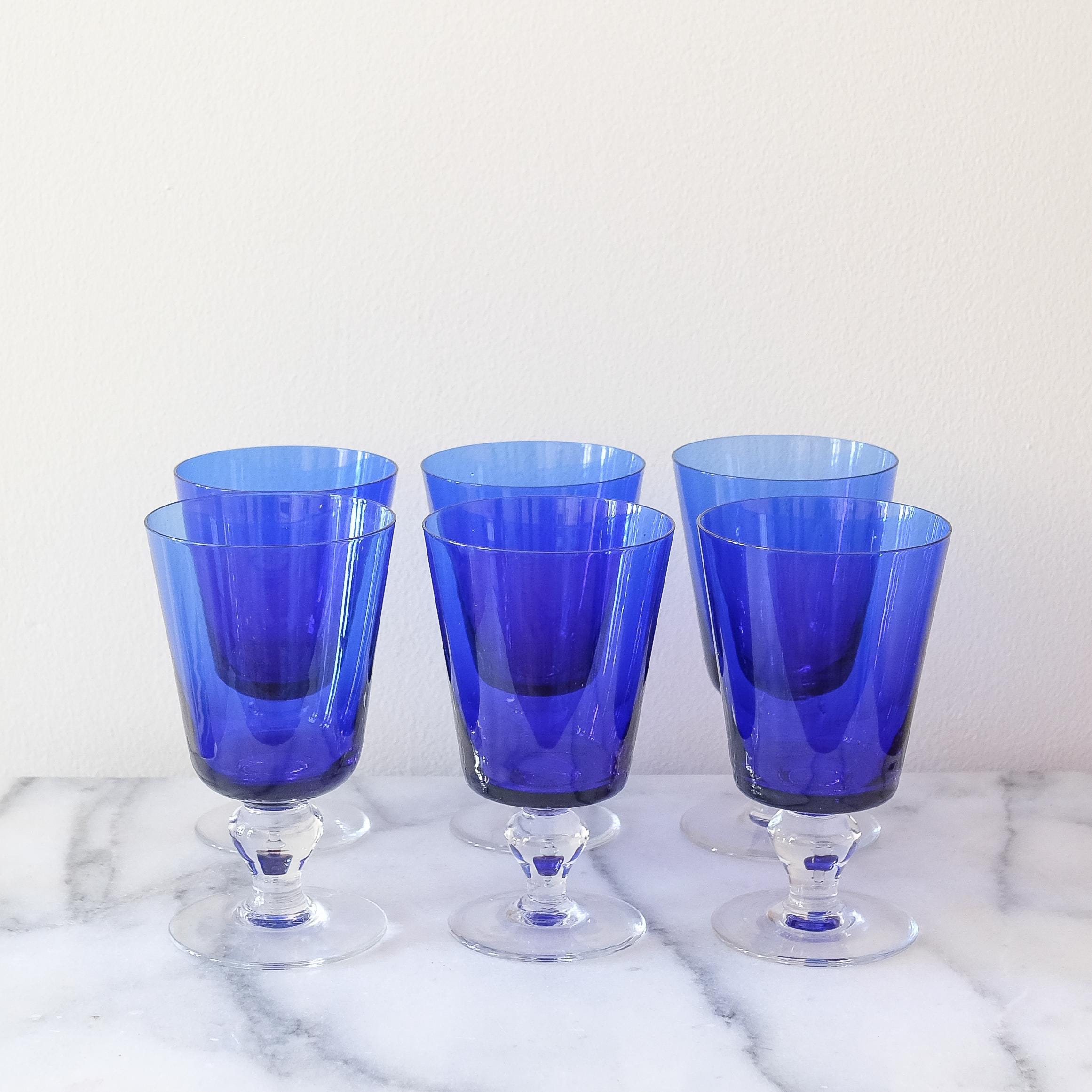 Doyen Royal Cobalt Blue Goblets, Blue Wine Glasses, Retro Barware ...