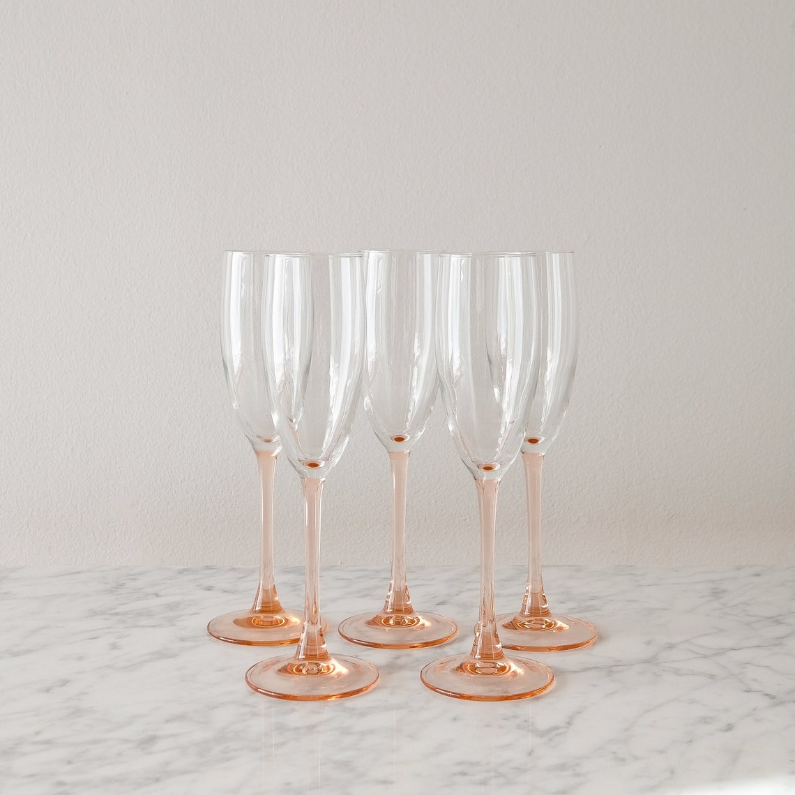 Vintage Luminarc Champagne Flutes Pink Champagne Flutes - Etsy