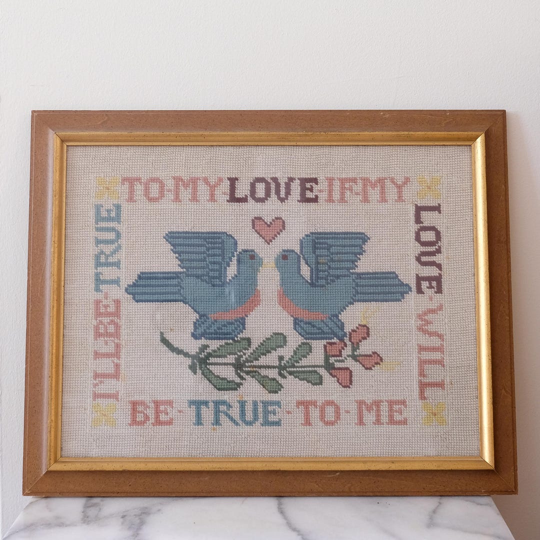 Love Doves Needlepoint, Needlepoint Love Quote Art, Cottage Wall Art - Etsy