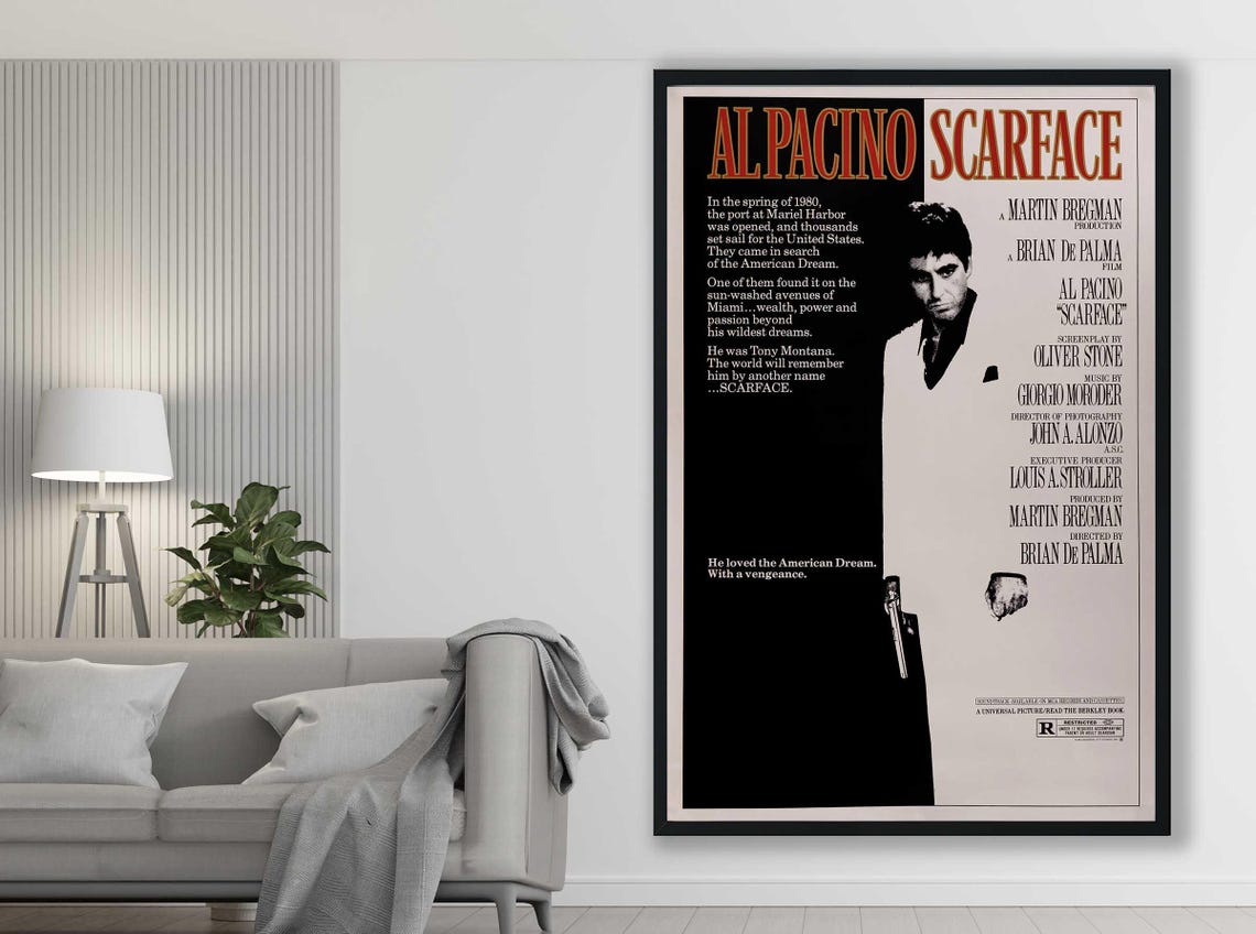 Scarface: Movie Poster Digital Download, Wall Art Classic Cinema Print ...
