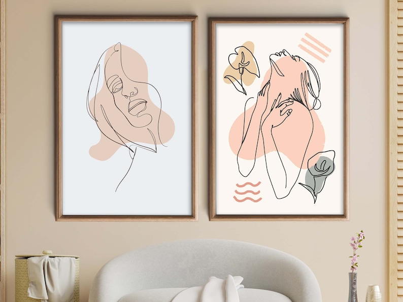 Printable Wall Art Women Line Art Print PRINTABLE Female Body Face Wall ...