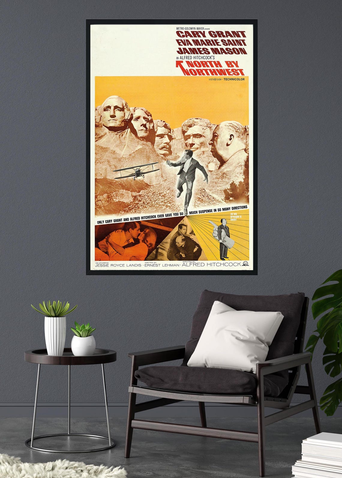 Alfred Hitchcock,cary Grant,eva Marie Saint,vintage Movie Poster ...