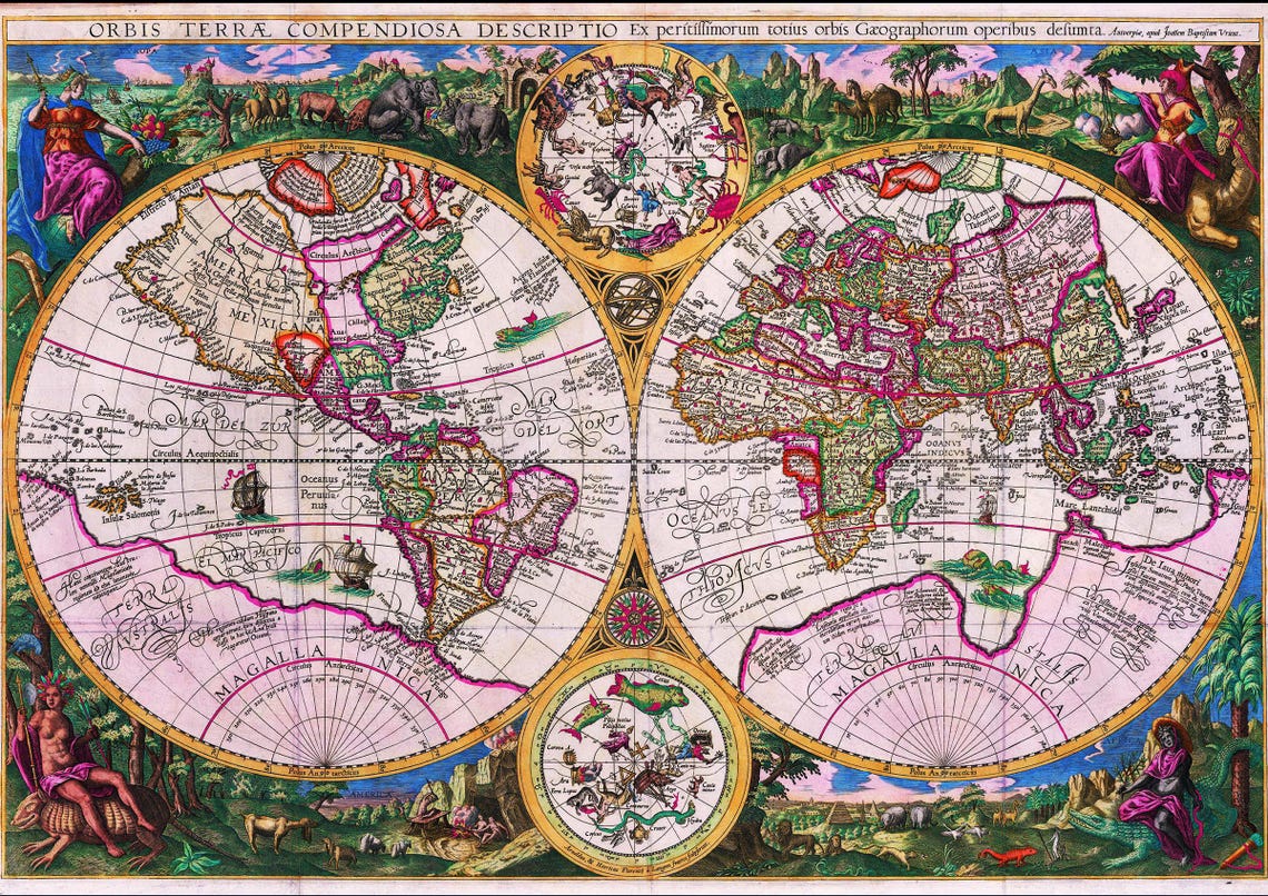 Nostalgic Digital Map,vintage Map Prints,old World,retro Map,historical ...