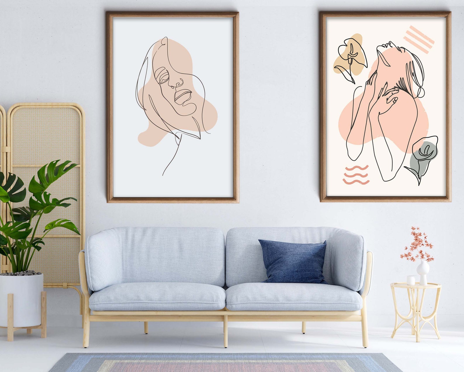 Printable Wall Art Women Line Art Print PRINTABLE Female Body Face Wall ...