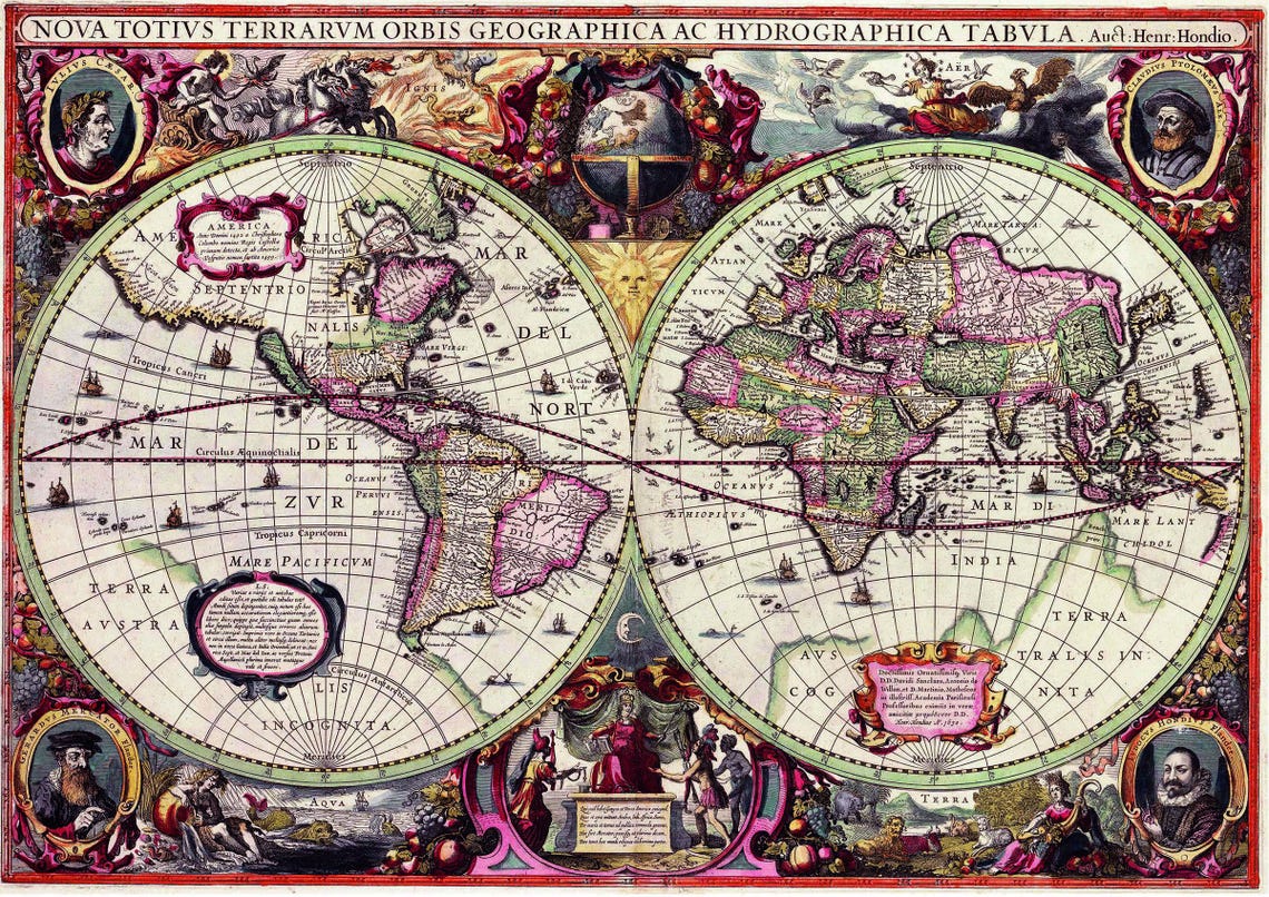 Nostalgic Digital Map,vintage Map Prints,old World,retro Map,historical ...