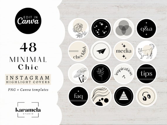 48 Black & White Instagram Highlights Luxury Covers - Etsy