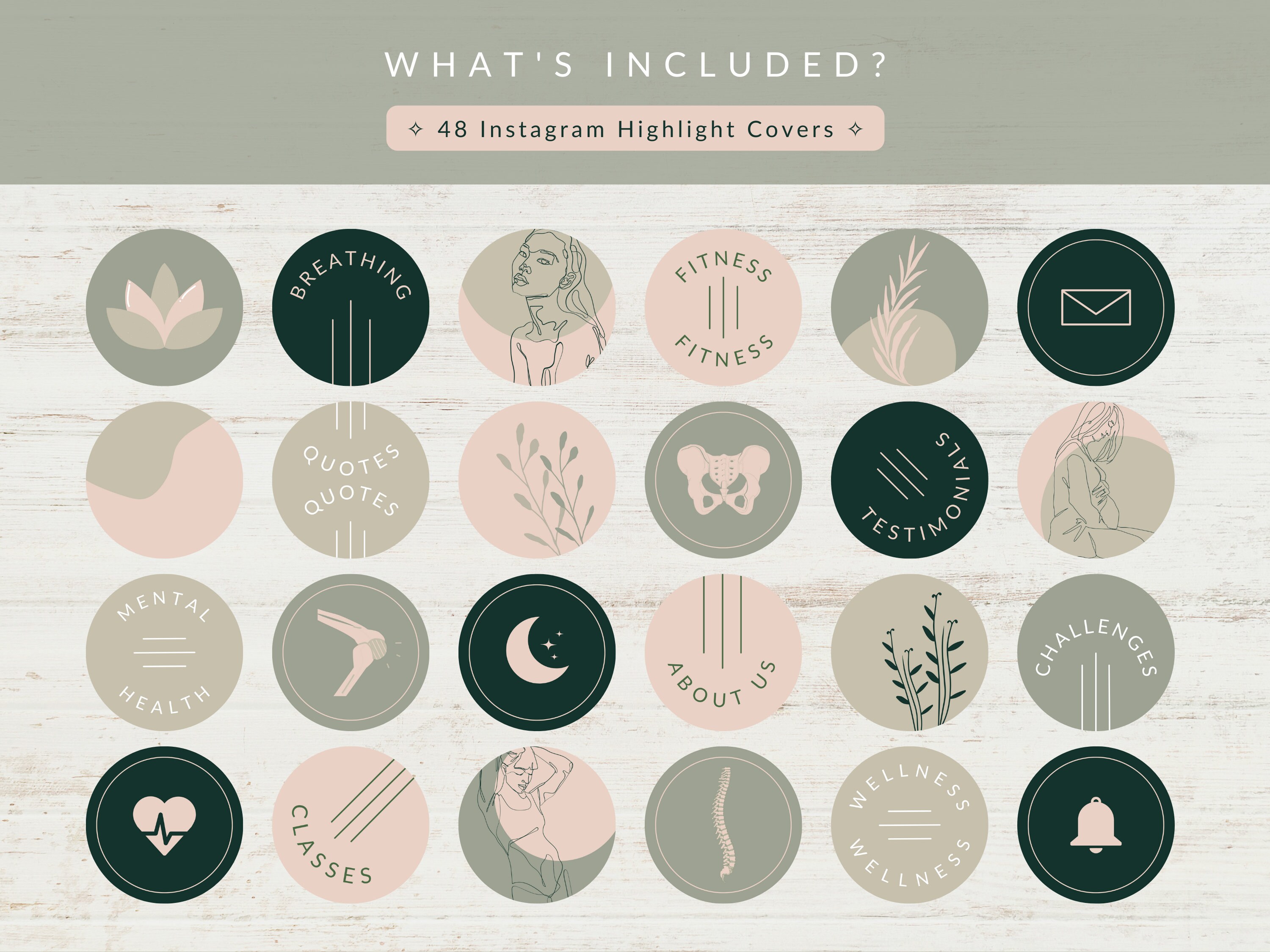 Wellness Instagram Highlight Covers | Edit in Canva | Physiotherapists ...
