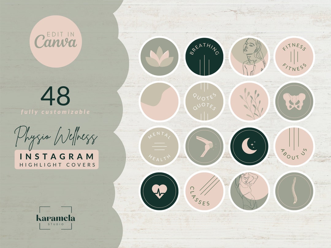 Wellness Instagram Highlight Covers | Edit in Canva | Physiotherapists ...