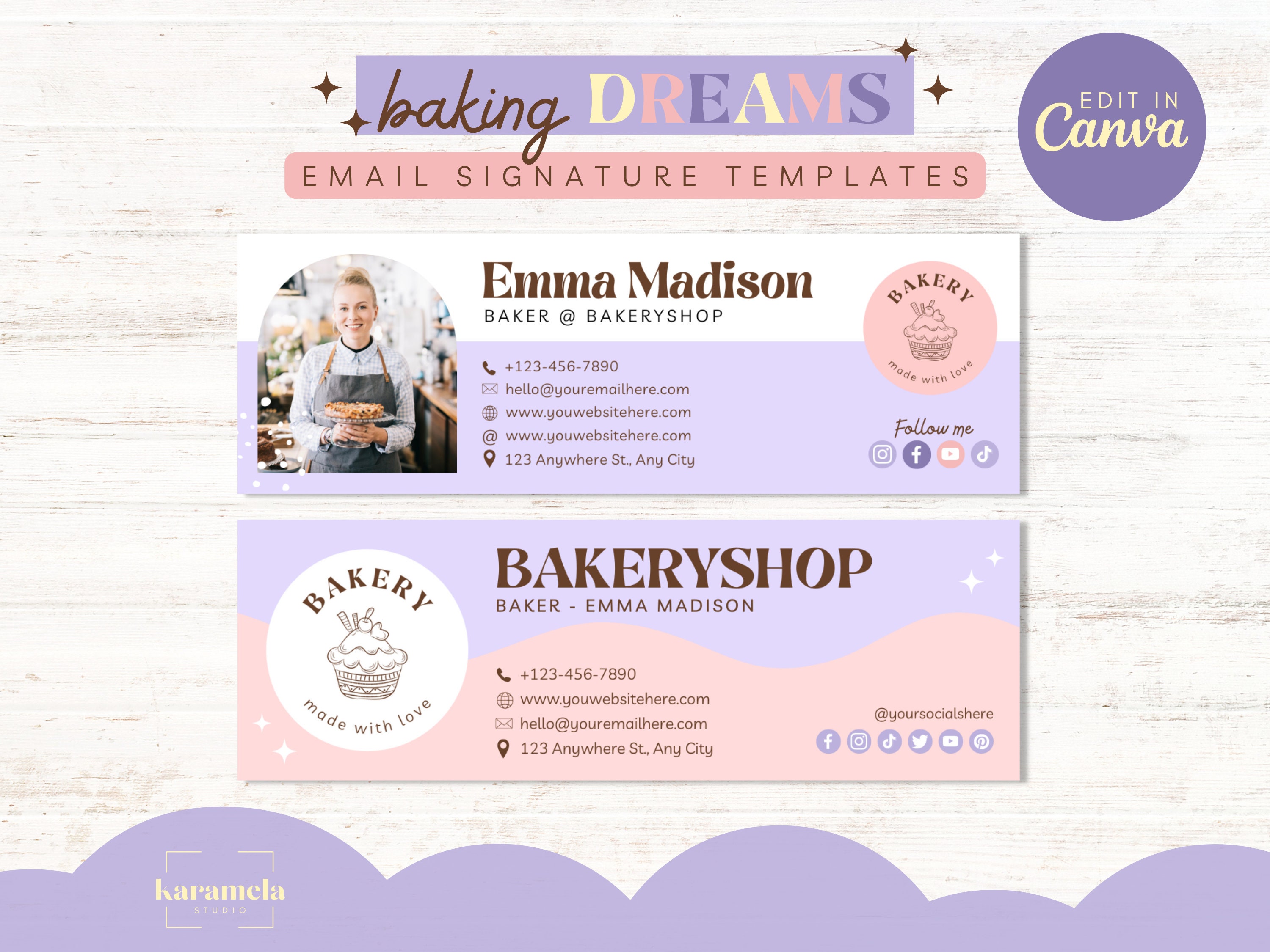 Email Signature Template Editable Canva Signature Design Gmail Outlook ...