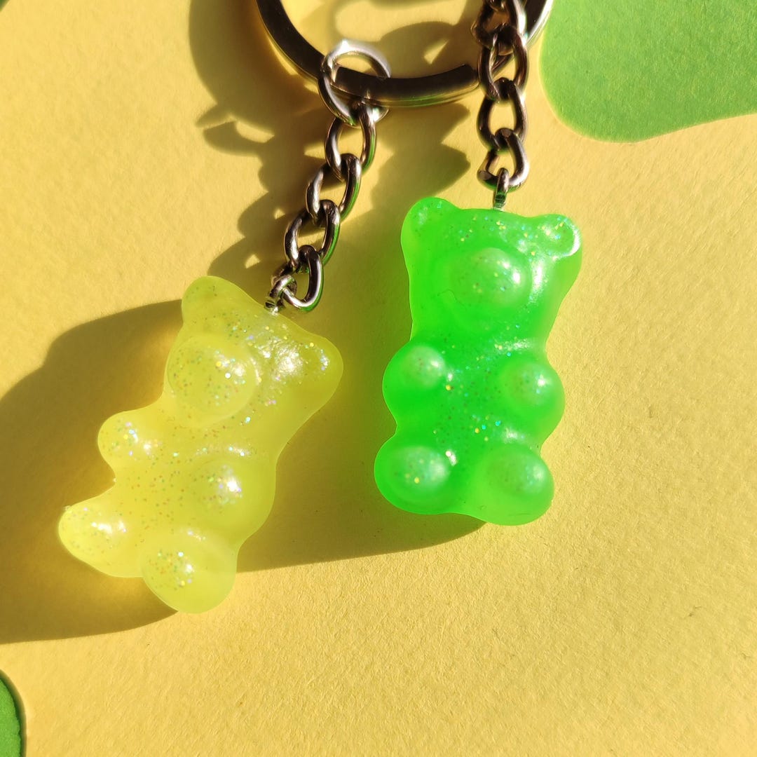 Glow in the Dark Big Gummy Bear Key Chain - Etsy