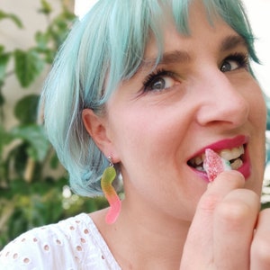 Fat Gummy Worms Earrings - Most Realistic Fake Gummy Candy Jewelry - Etsy