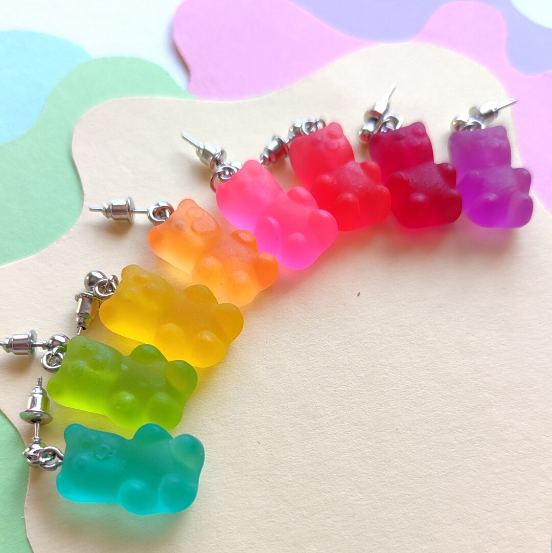 Gummy Bears Earrings - Super Realistic Stainless Steel Epoxy Resin Fake ...