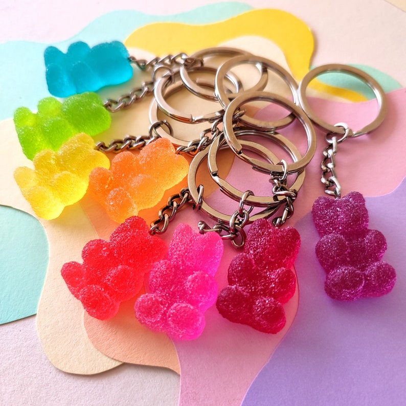 Big Sugar Gummy Bear Keychain - Super Realistic Epoxy Resin Fake Gummy ...