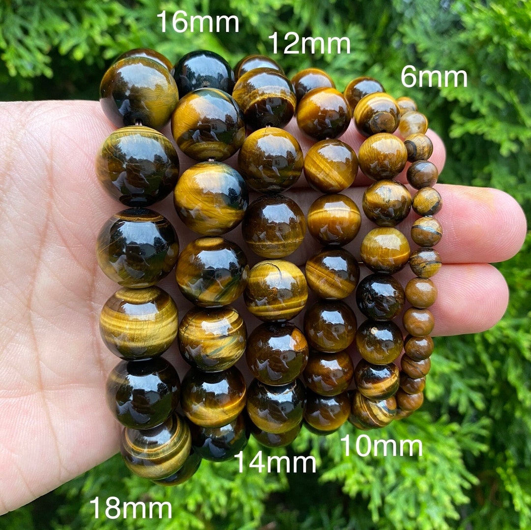 AAA Tiger's Eye Bracelet, Tiger's Eye 6mm to 18mm Round Bracelet ...