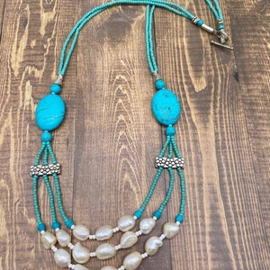 Turquoise With Pearl Necklace | Beautiful Turquoise With Pearl Necklace ...