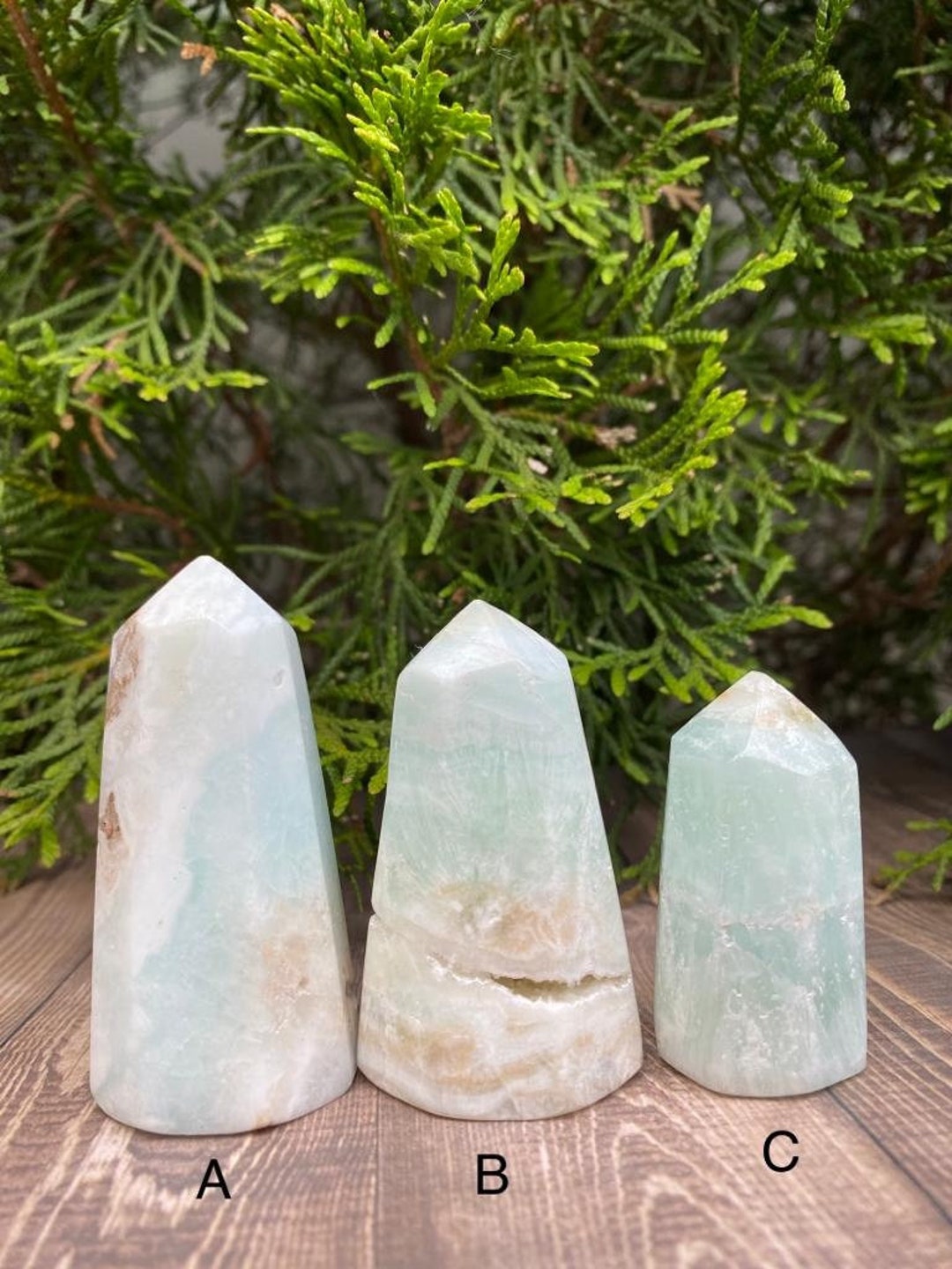 Calcite Tower, Handmade Crystal Point Spiritual Unique Gift, Caribbean ...