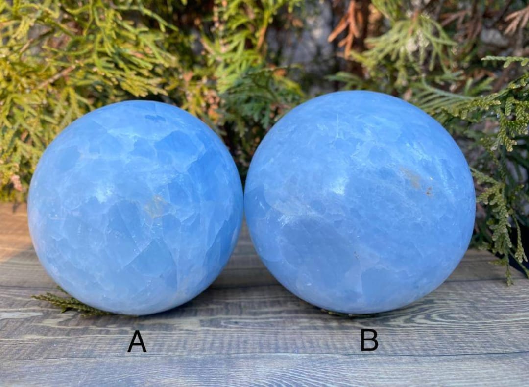 Blue Calcite Ball, Handmade Polishing Blue Crystal Ball, Caribbean ...