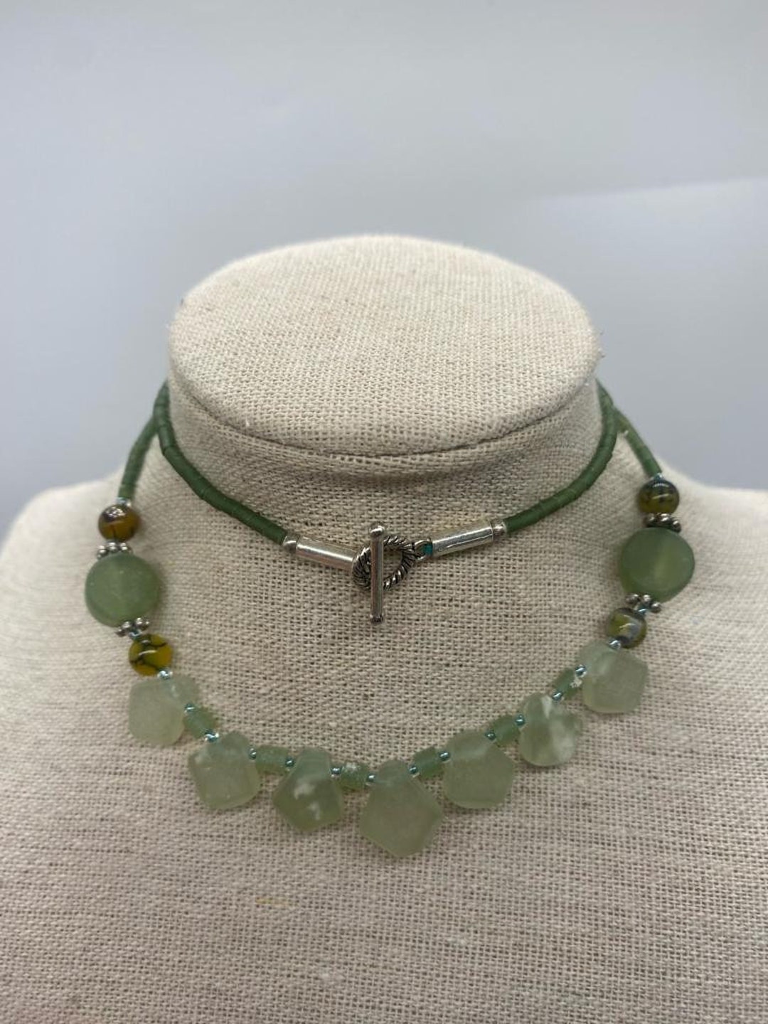 Unpolished Jade With Rutilated Bead Necklace, Delicate Charm Pendant ...