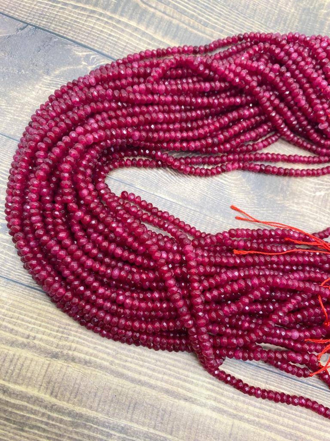 Red Sapphire Jade Unfinished Beads, Rutilated Quartz Organic Untreated ...