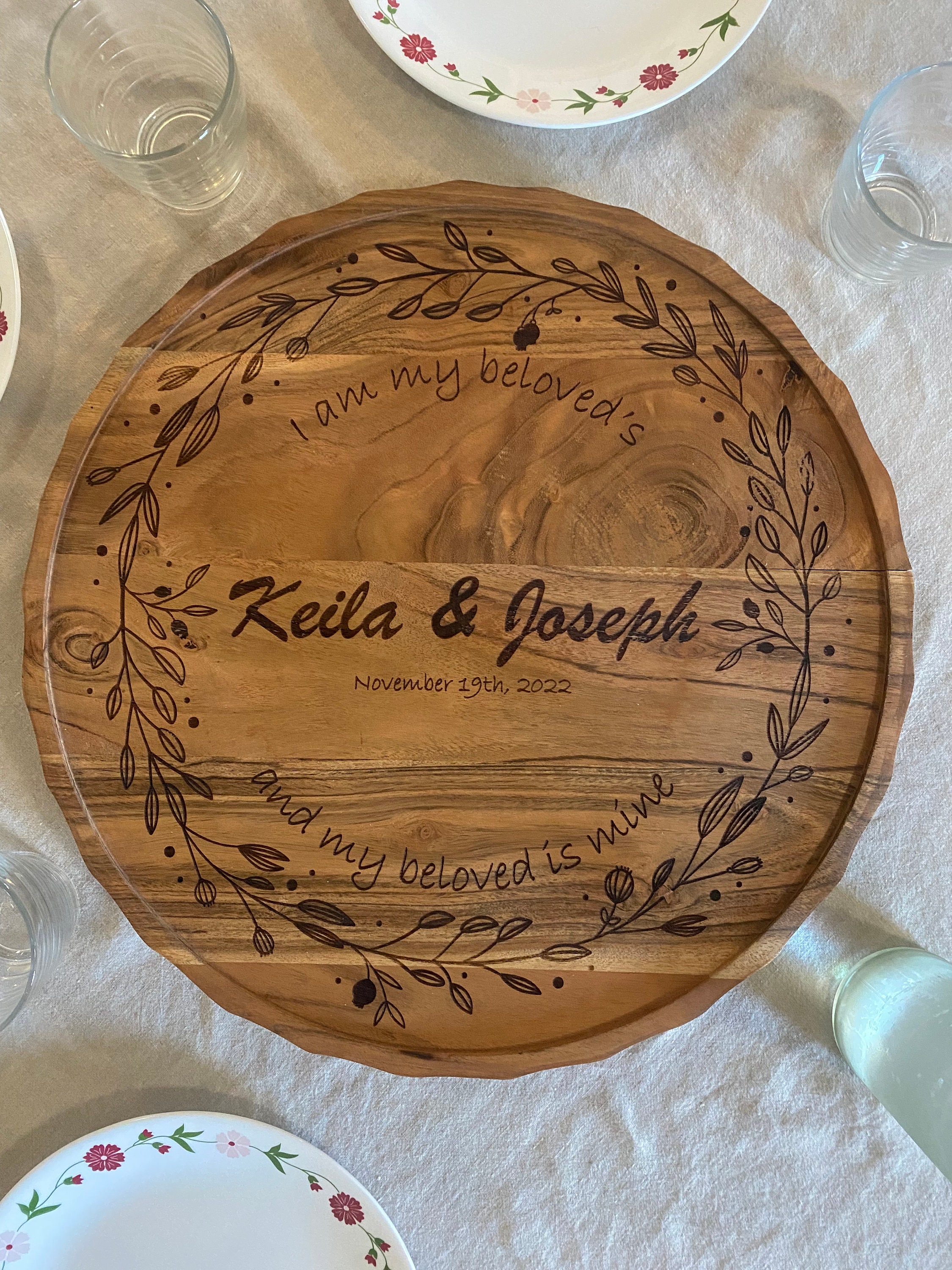 Wooden Lazy Susan I Am My Beloved's and My Beloved is Mine, Custom ...