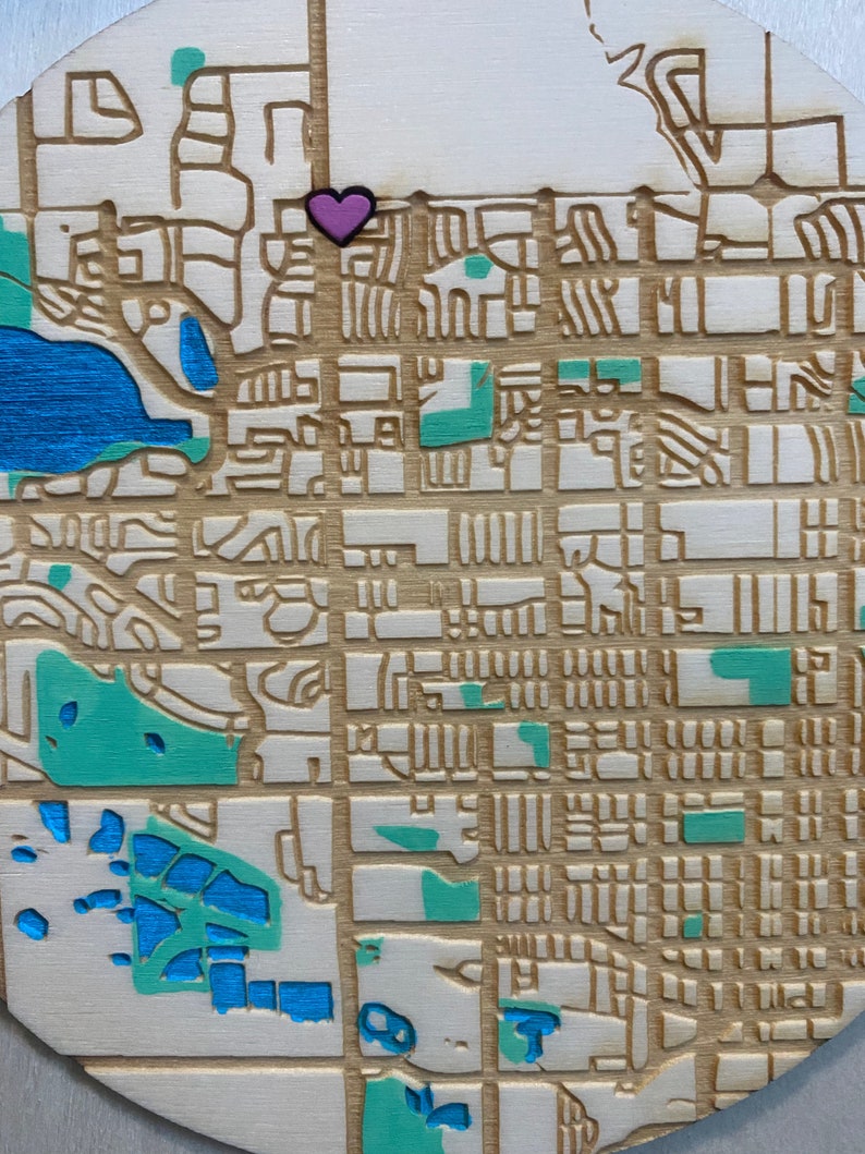Custom Laser Engraved Map, Wood Wall Hanging, Hand Painted and ...