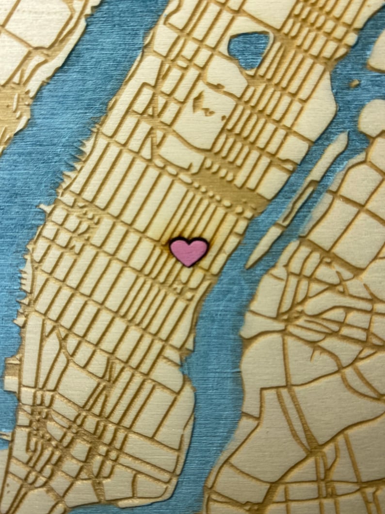 Custom Laser Engraved Map, Wood Wall Hanging, Hand Painted and ...