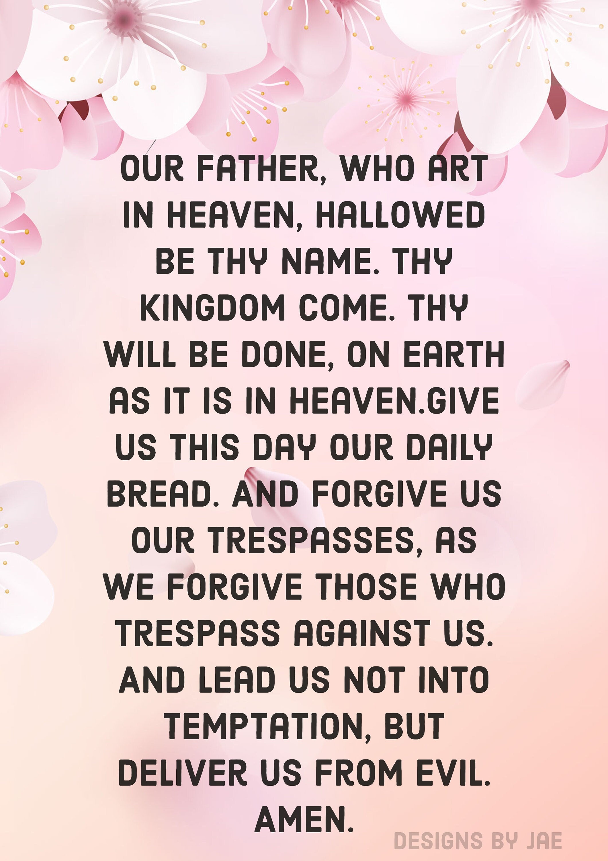 Our Father Prayer DIGITAL Template. JPG and PNG File Gift Catholic ...