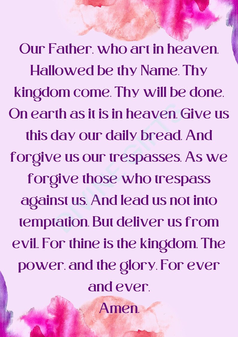 Our Father Prayer DIGITAL Template. JPG and PNG File Gift Catholic ...