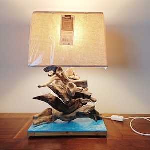 Wooden Base Table Lamp, Rustic Home Decoration, Farmhouse Lighting ...