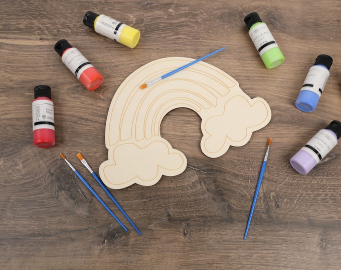 Paint by Line Unfinished Wooden Cutout, Wood Canvas Paint Kit, Kids ...