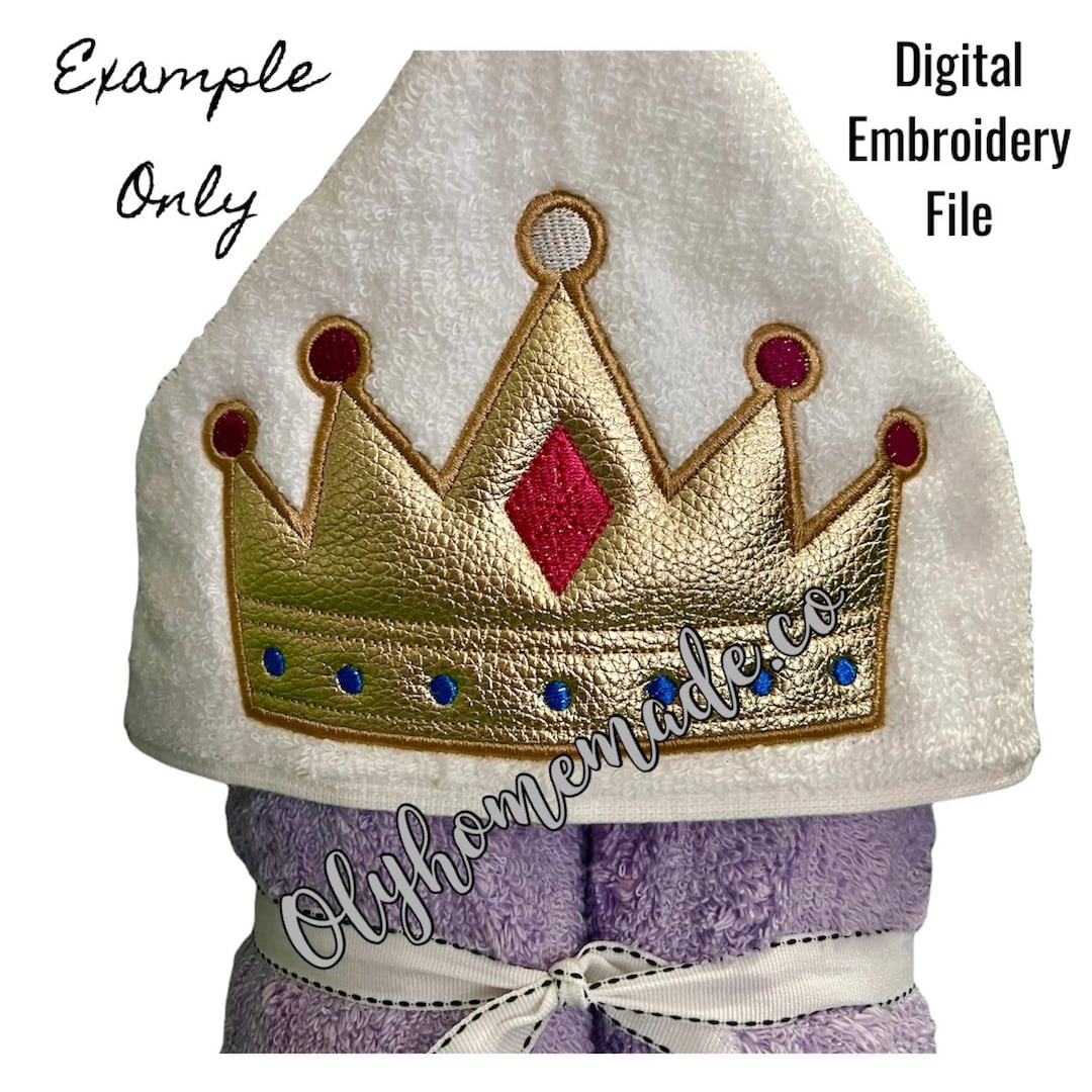 Crown Peeker Hooded Towel Applique - 5x7 Embroidery Design (digital ...