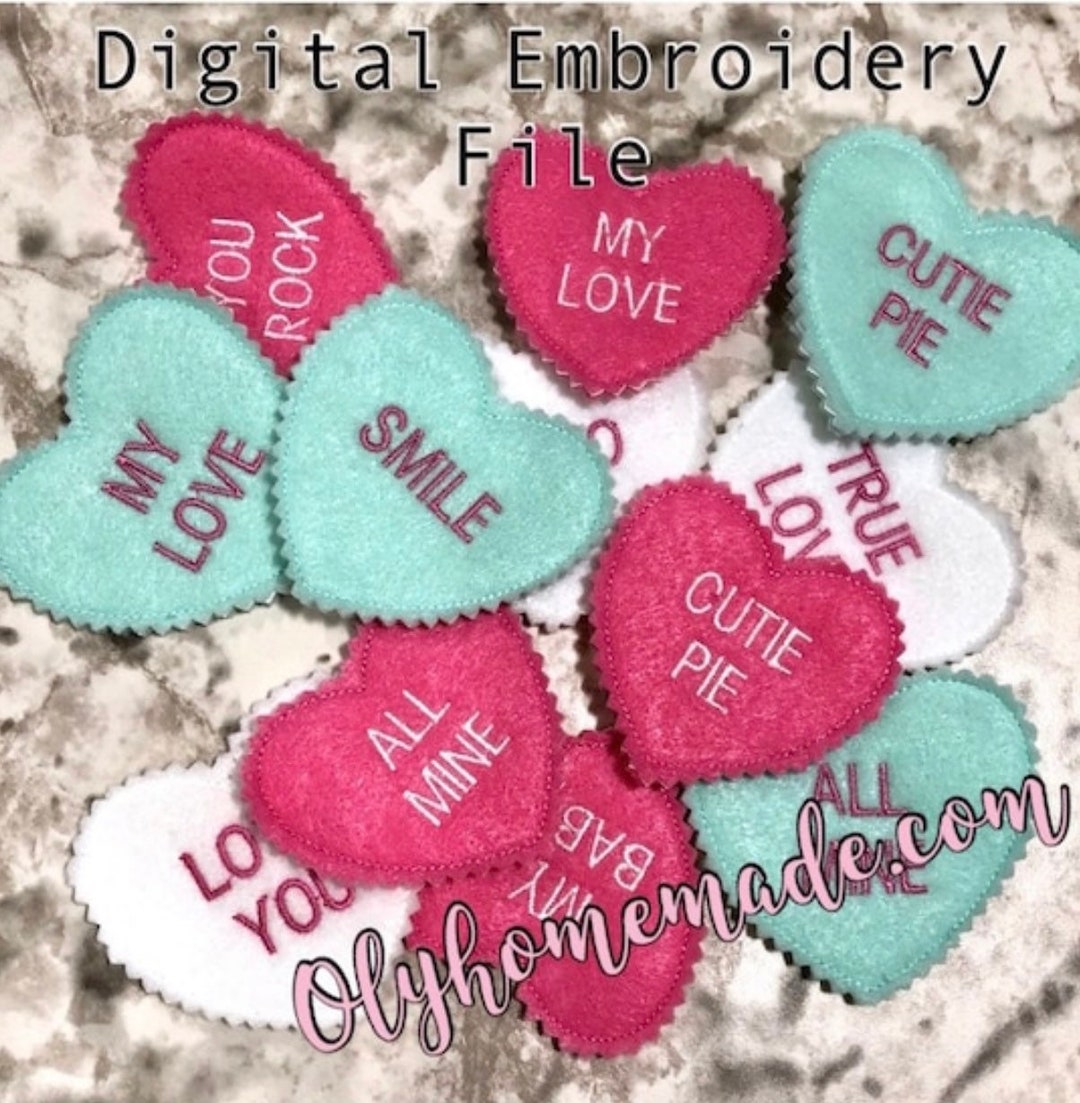 Valentine’s Day Conversation Candy Heart Digital Files for Machine ...