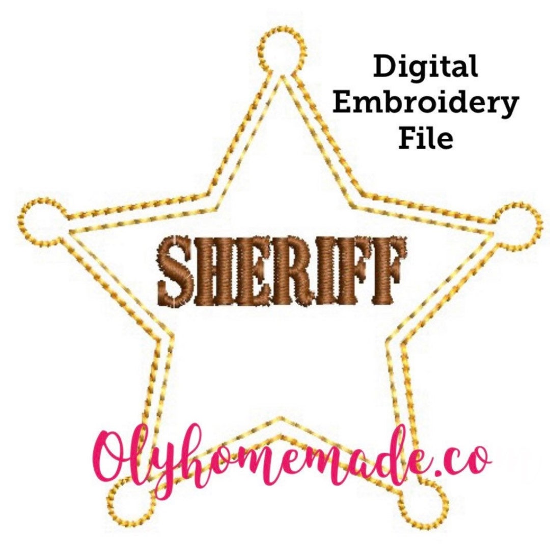 Sheriff Star Badge Embroidery Design / Applique - 2 Digital Files for ...