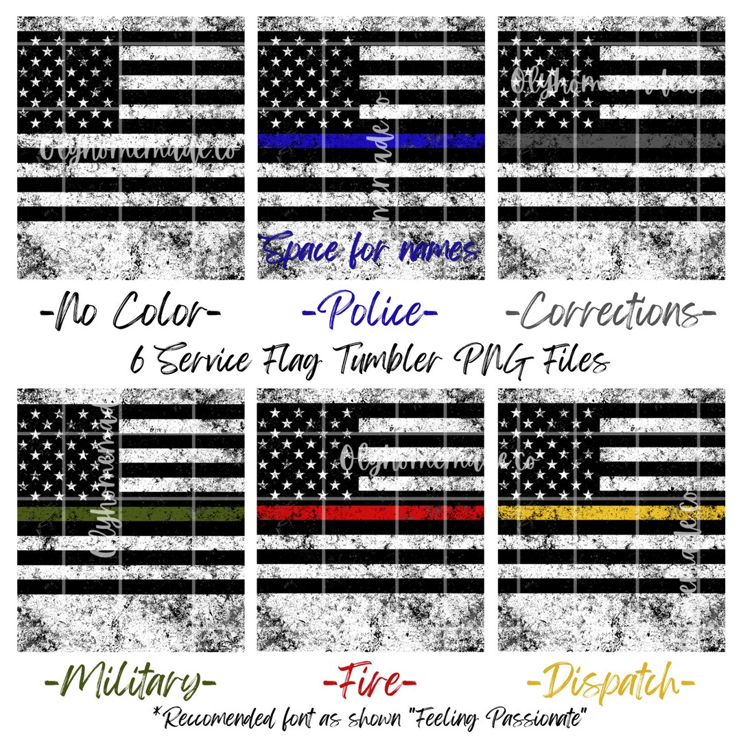 Distressed Service Flag for Tumblers PNG 6 FILES Sublimation Designs ...