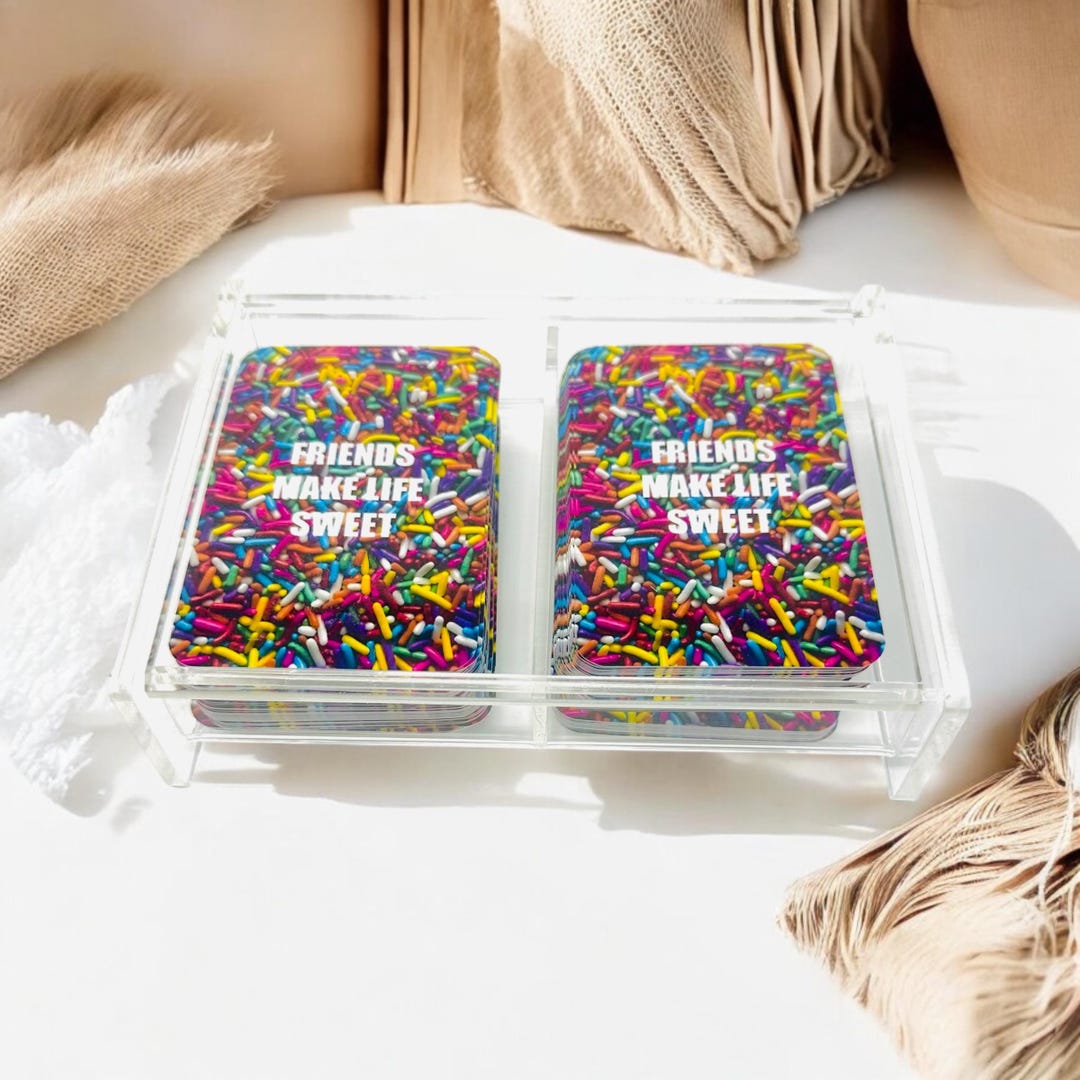 Friends Make Life Sweet Rainbow Sprinkle Canasta Game Player Cards Deck ...