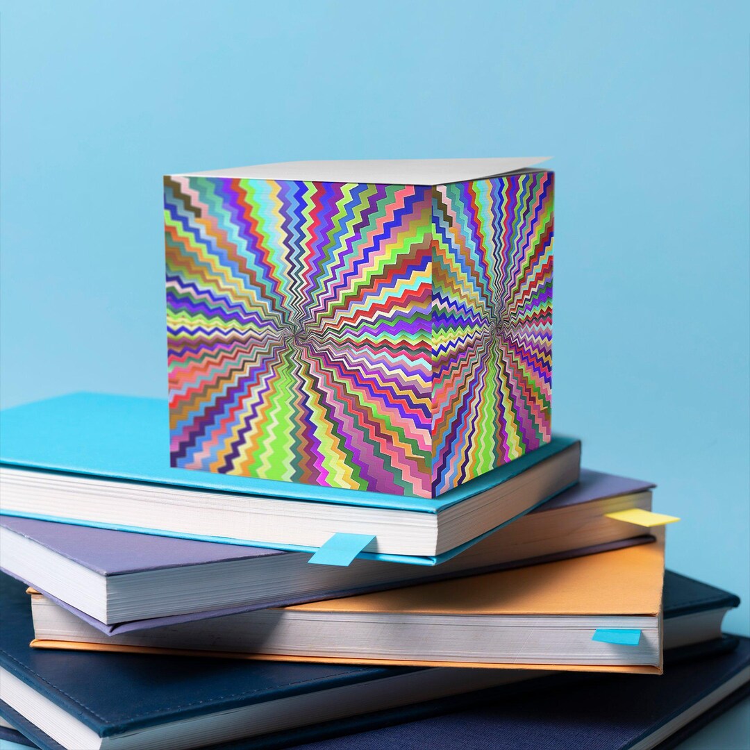 Abstract Modern Zig Lines Post It Notes Cube Note Pad Office Kitchen ...
