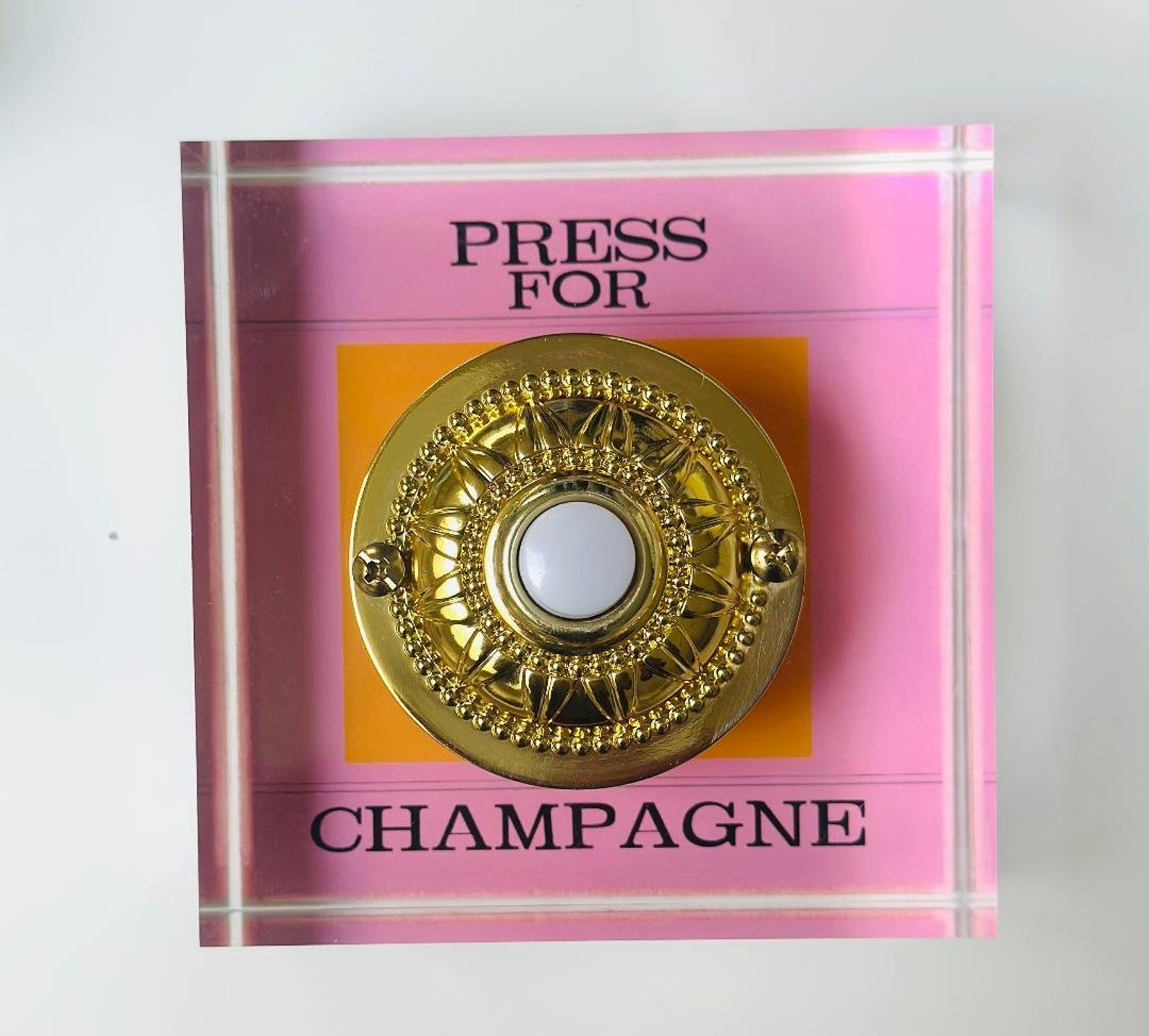 Press for Champagne Thick Heavy Acrylic Paperweight Table Art Décor - Etsy