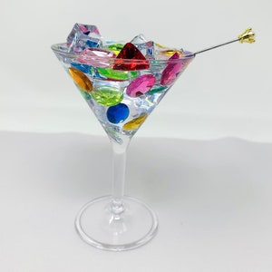Gem Lover Martini Glass Resin Art Table Art Bar Art - Etsy