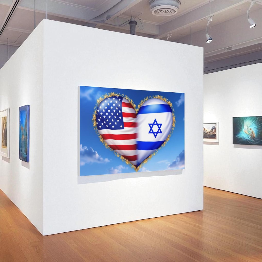 United States Flag Israeli Flag Love Heart Canvas Wall Art - Etsy