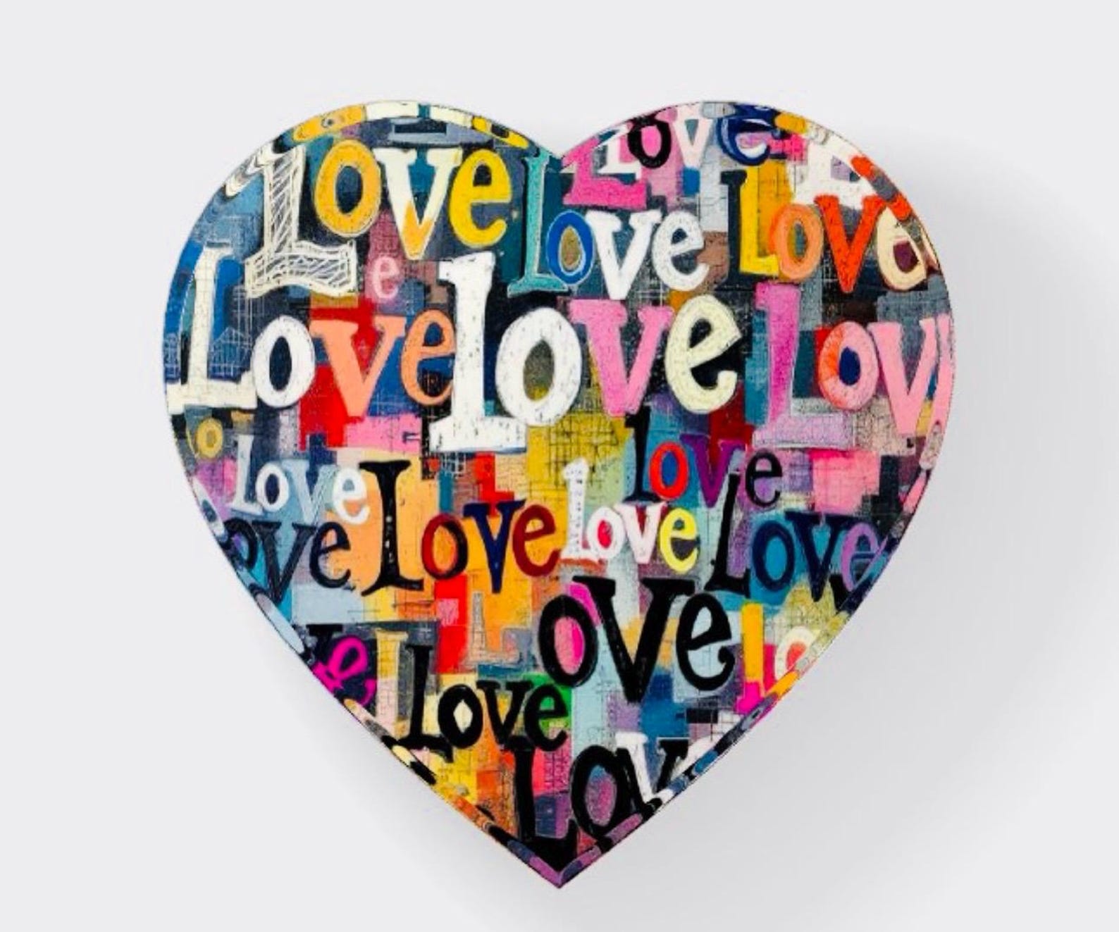 Love Collage Art Heart Paperweight Table Decor - Etsy