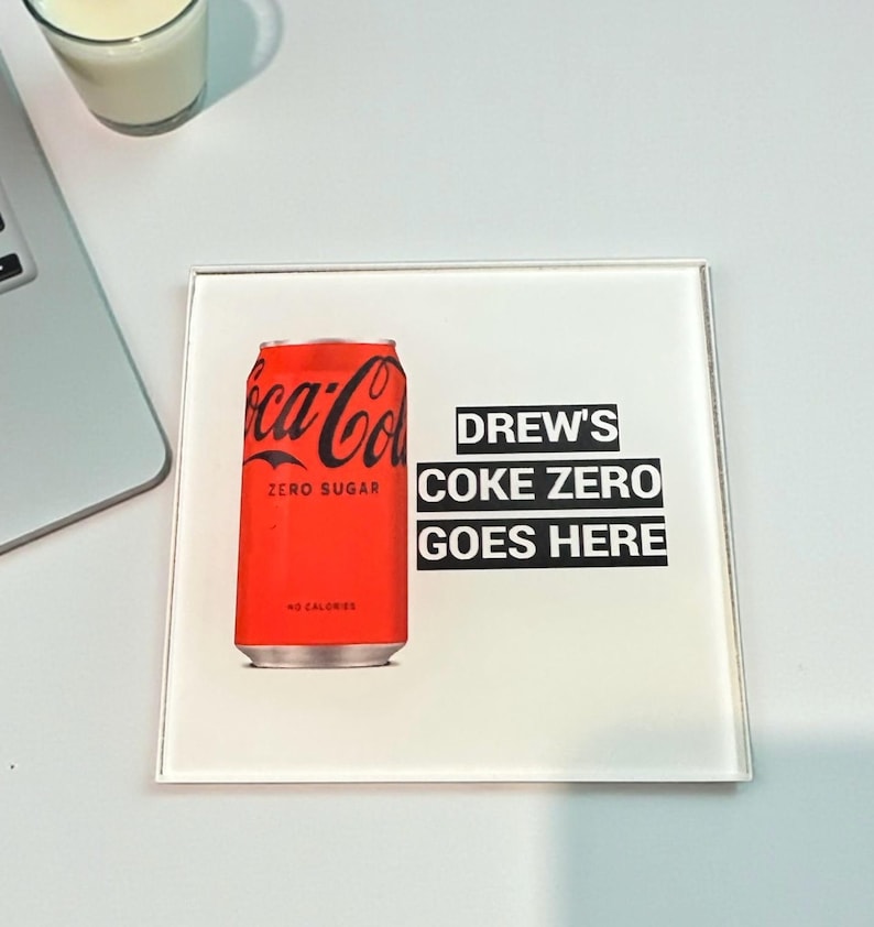 Personalized Soda Coke Zero Office Desk Glass COASTER - Etsy