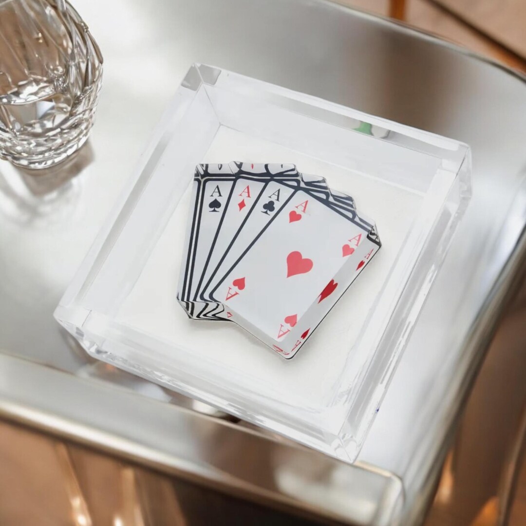 Heavy Tall Modern Acrylic Playing Cards Mahjong Canasta Napkin Holder ...