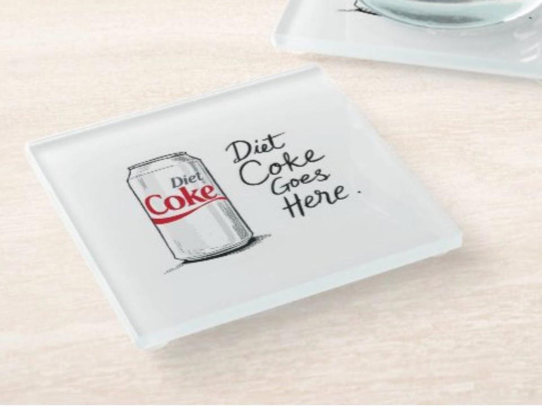 Diet Coke Goes Here Office Desk Glass COASTER - Etsy