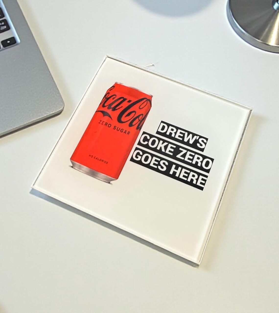 Personalized Soda Coke Zero Office Desk Glass COASTER - Etsy